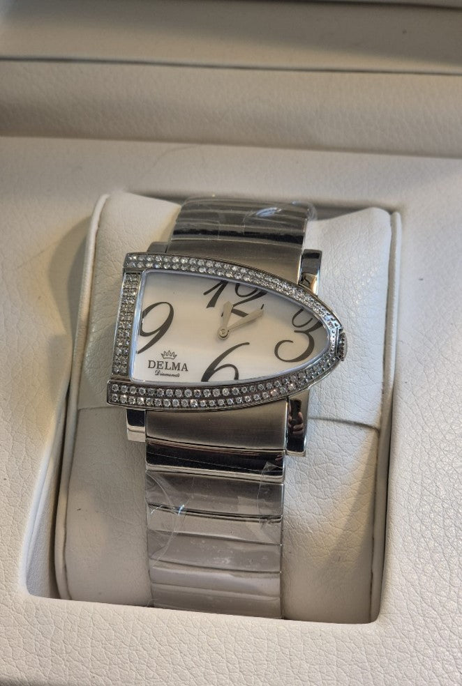 Delma Watch quartz with genuine natural diamonds & pearl dial plate wi ...